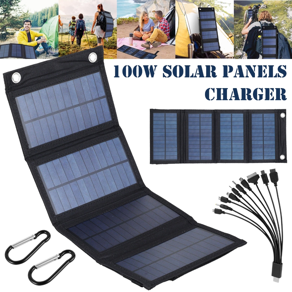 100W Foldable Solar Panel Charger IP65 Waterproof USB Solar Power ...