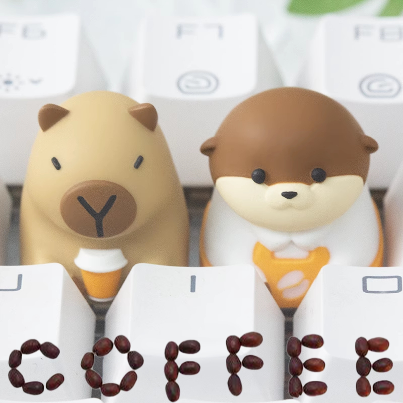 -LW- Kapibala & Otter Coffee Series Resin Keycaps Customized Mechanical ...