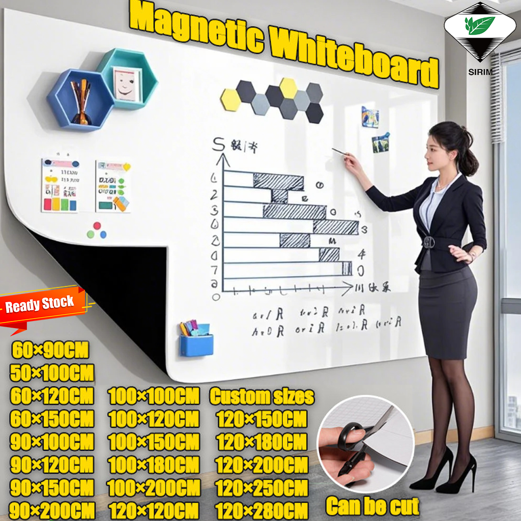 【Ready stock】White Board Wall Magnetic Whiteboard Sticker Soft Self ...