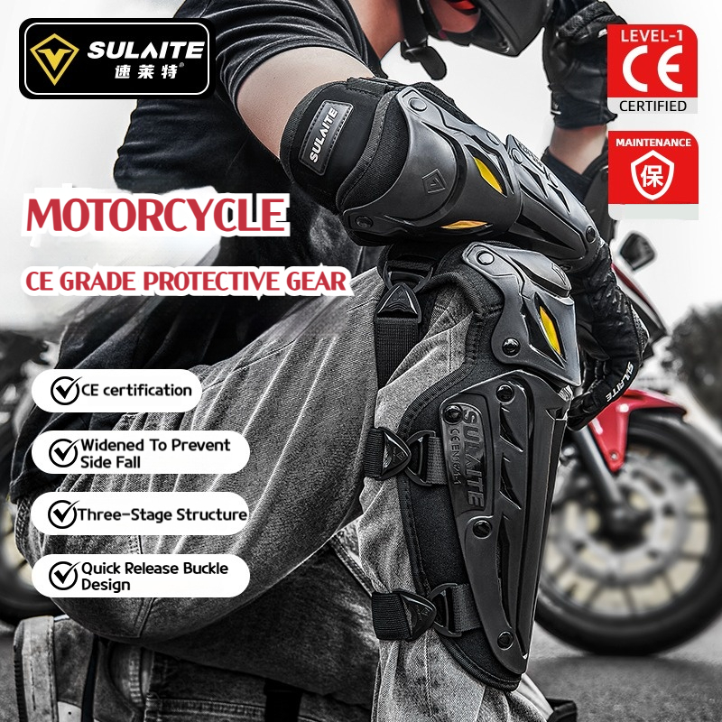 SULAITE Motorcycle Knee Shin Guard Pads Men Anti-Slip 2 in 1 Adjustable ...