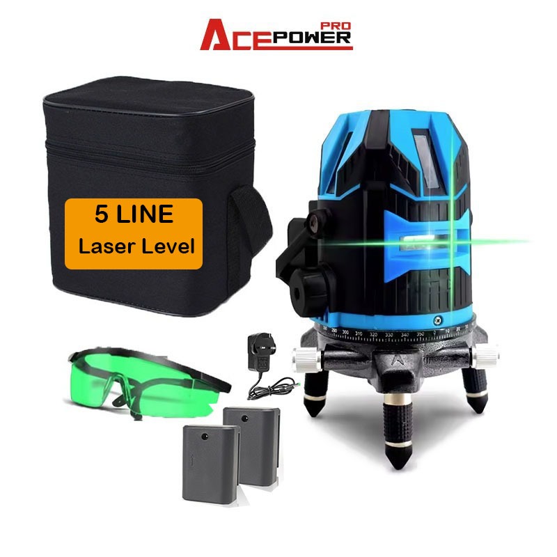 Laser Level 5 Lines AcepowerPro 360° Rotary Cross Self laser ...