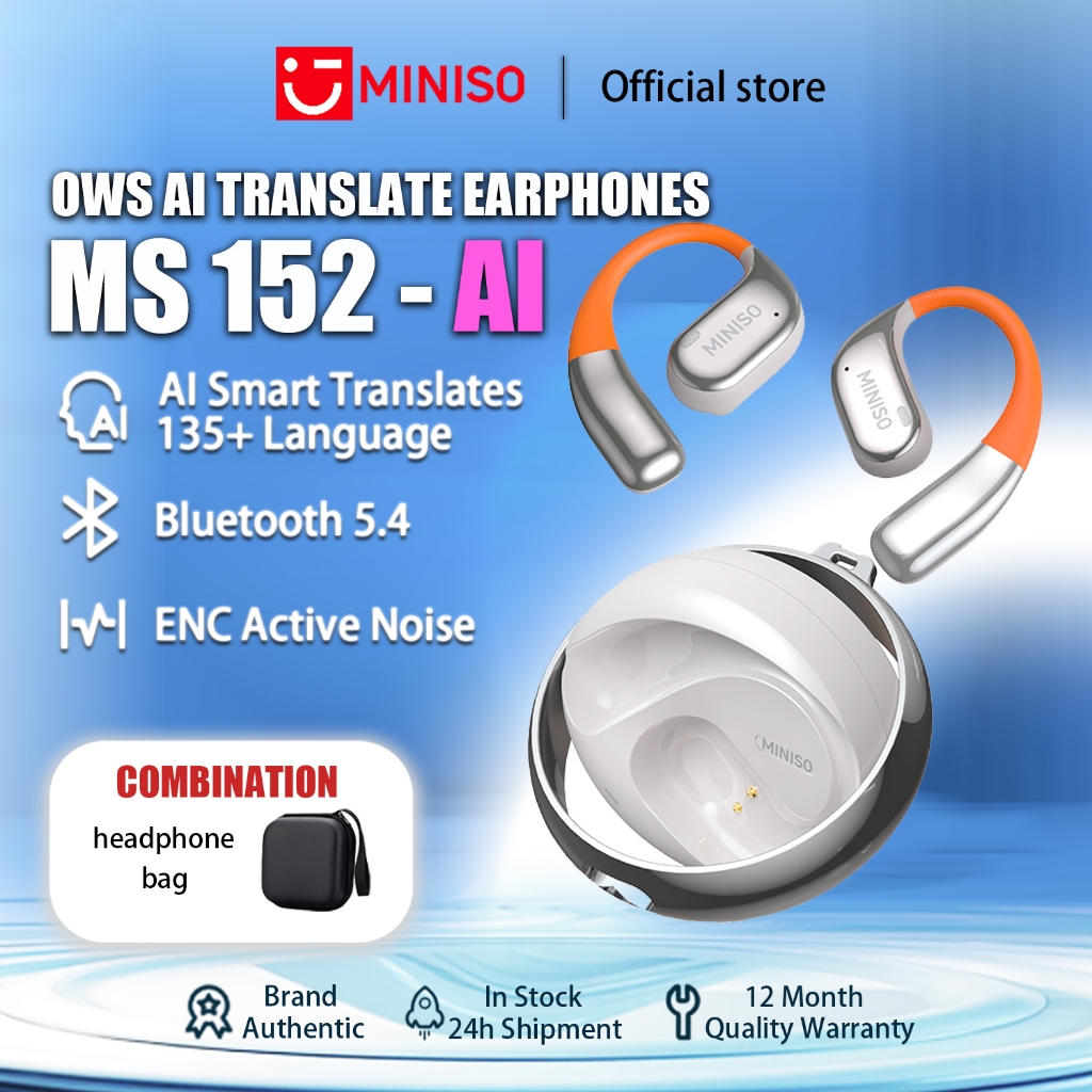 MINISO MS152 Smart Ai Real-time Translation Bluetooth Headphones Sports Headphones Bluetooth 5.4 ...