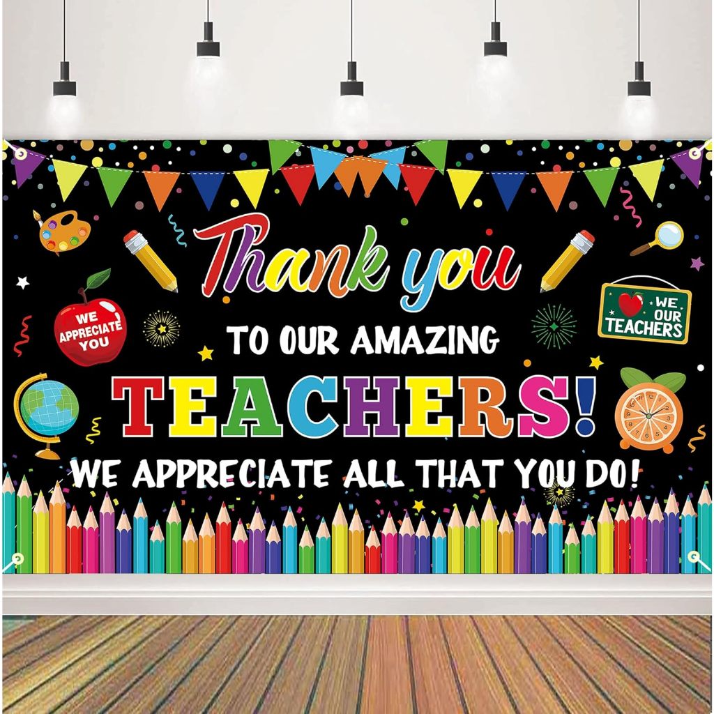 Thank You Teachers Banner for Teacher Appreciation Week Decorations ...