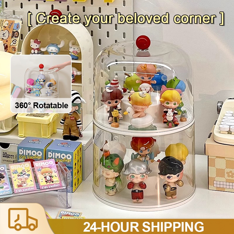 Rotatable desktop Toy display box Case Boxes Transparent Organizer Toy ...