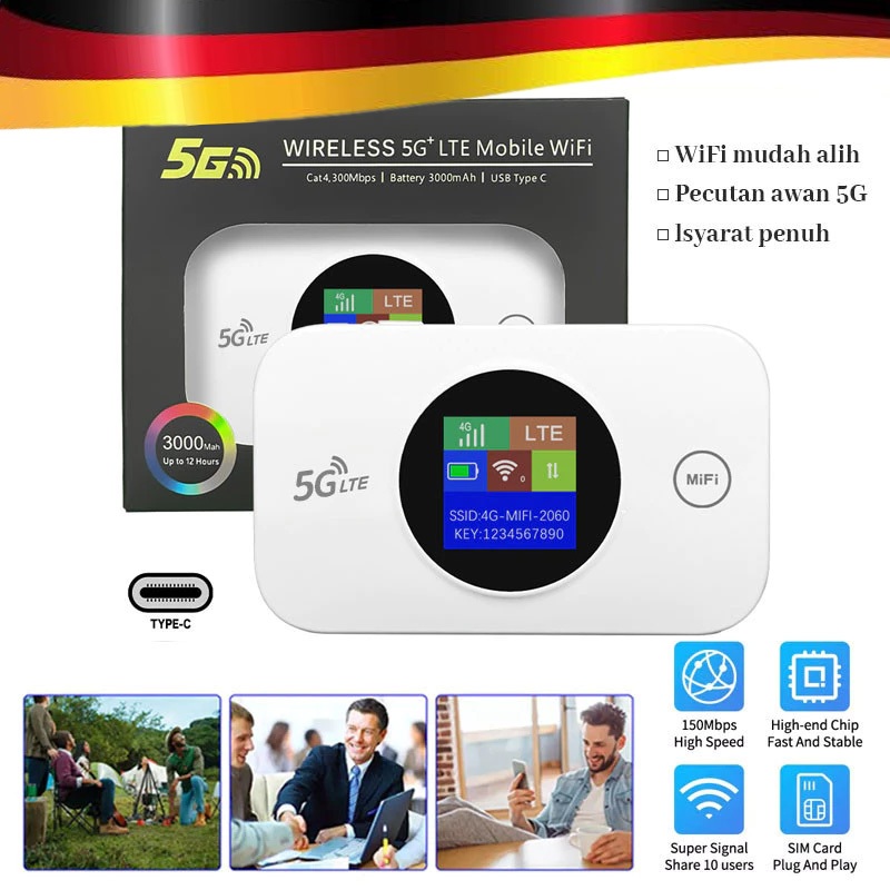 Mini WiFi 5G Portable Portable 600Mbps Mifi Router Hotspot Kad SIM ...