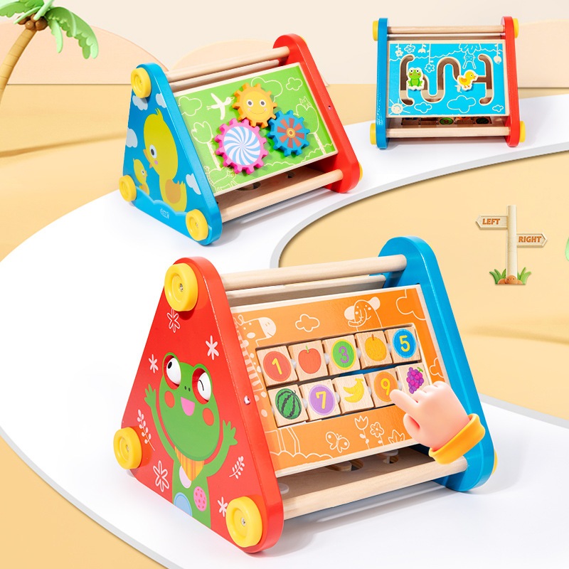 Multifunctional Children Learning Flip Toys-Wooden Gear Positioning ...