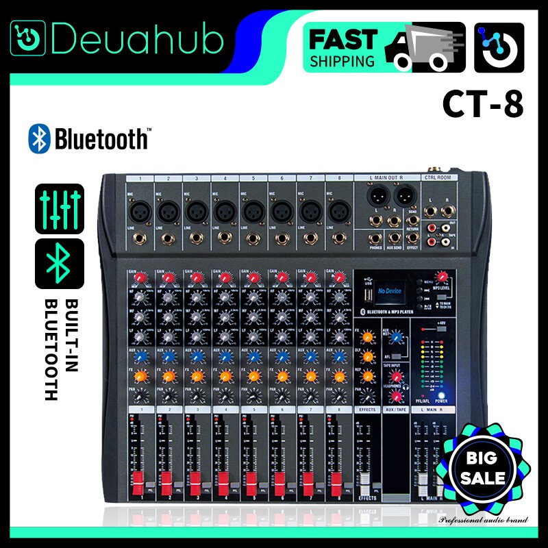Deuahub CT-8 AUDIO Mixer 8 Channel Bluetooth Usb Mp3 Audio Power Mixer ...