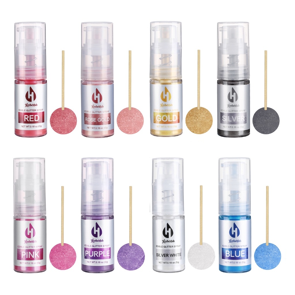 Edible Glitter Spray - 8 Colors Cake Glitter Spray Food Grade Metallic ...