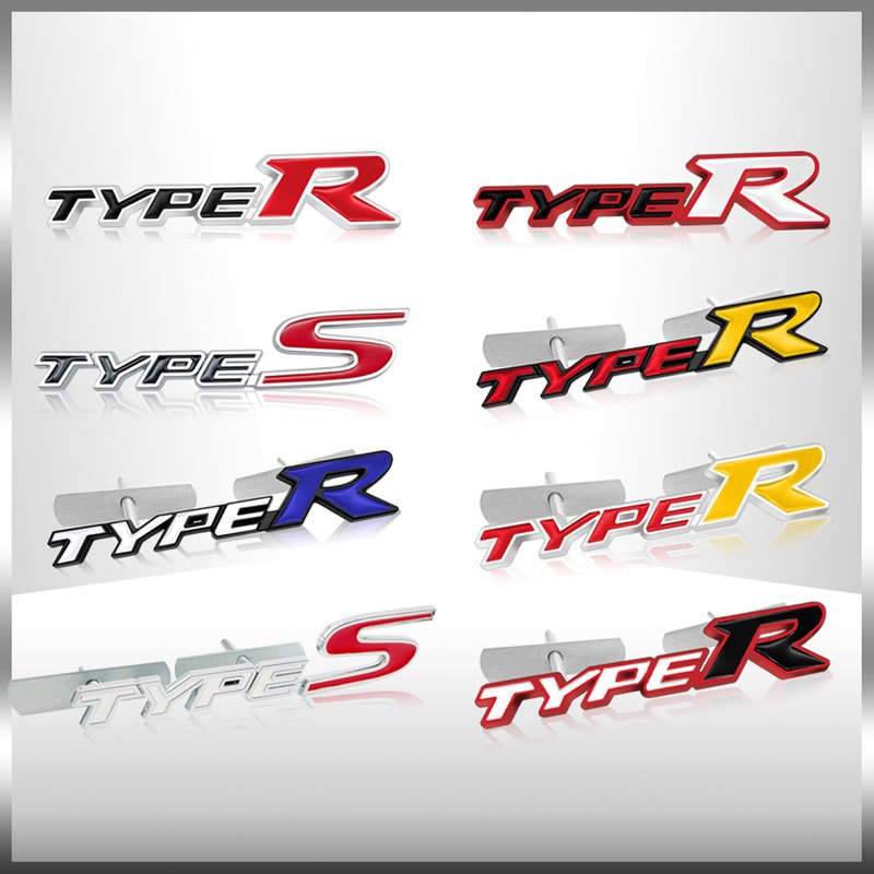 3D Car Metal Type R Logo Type S Sticker Front Grille Emblem Rear Trunk ...