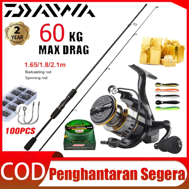 NEW-COD-DAIWA Portable Pancing Set Fishing Rod Set 2 Section Rod ...