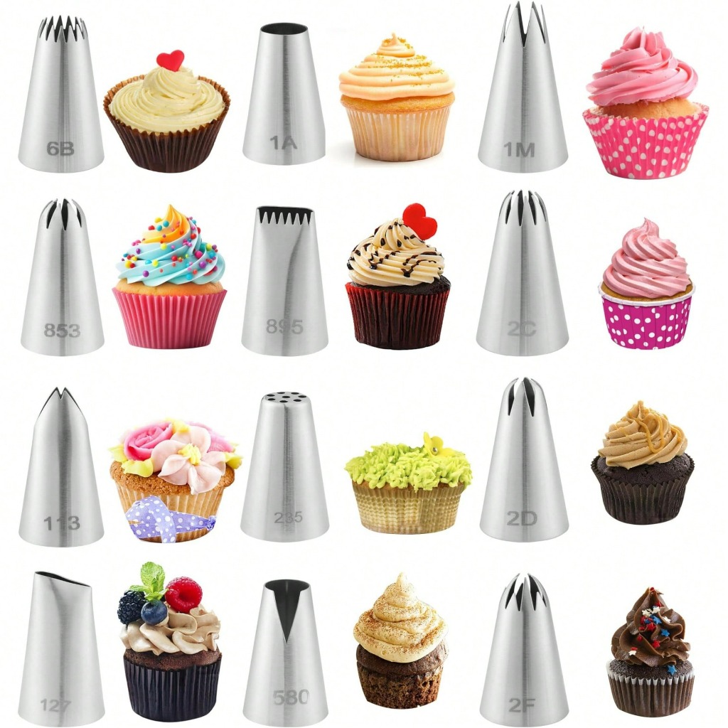 12 Styles Piping Tips Set, Food Grade and Premium Stainless Steel Large ...