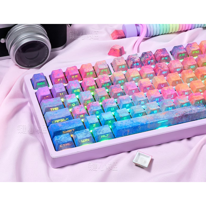 【Keycap Only】Oil painting Keycap Side Engraving Shine Through 138 Keys ...