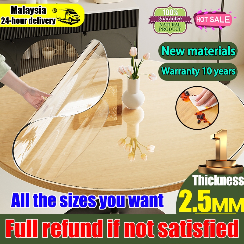 【Warranty 5 years】2.5mm Round table mats alas meja plastik pvc table ...