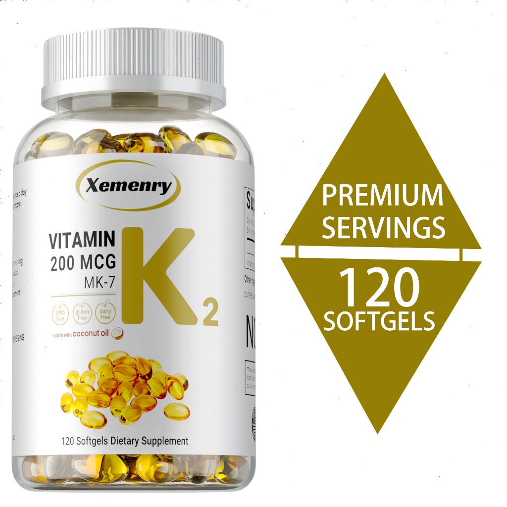 Vitamin K2 MK-7 Supplement, 200 mcg Per Serving, 120 Coconut Oil ...