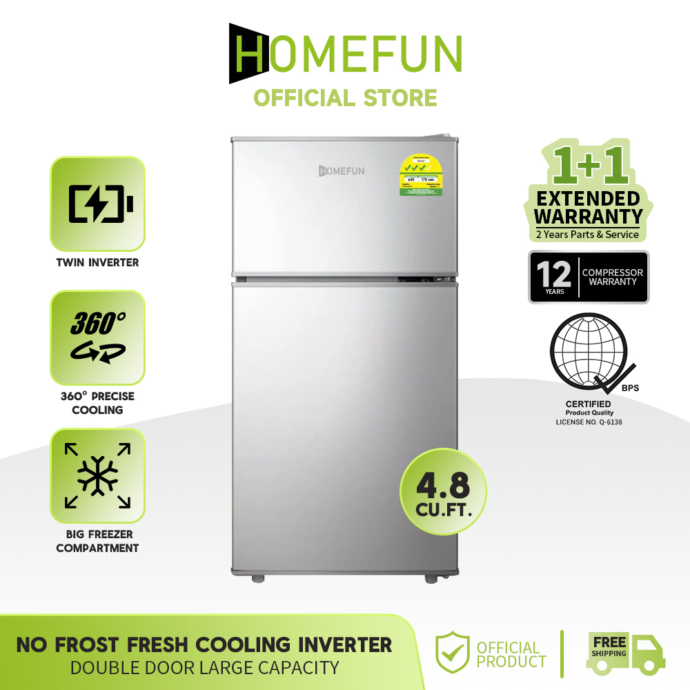HOMEFUN 2 door Fridge 145L Large capacity 5 Star Fridge Refrigerator ...