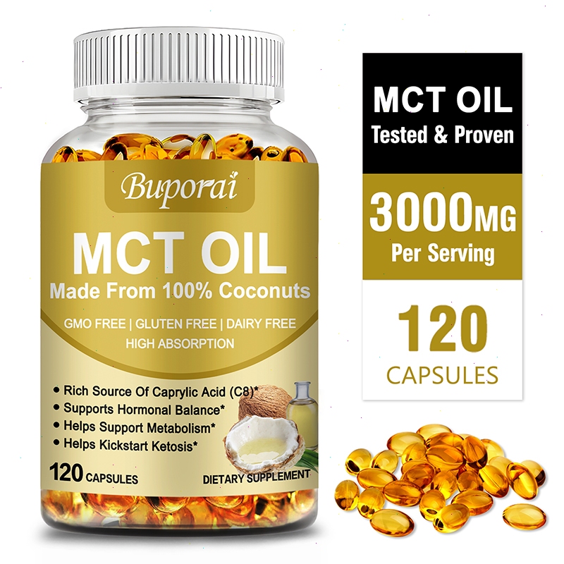Pure MCT Oil Capsules, Made from 100% Organic Coconuts, Sports dietary ...