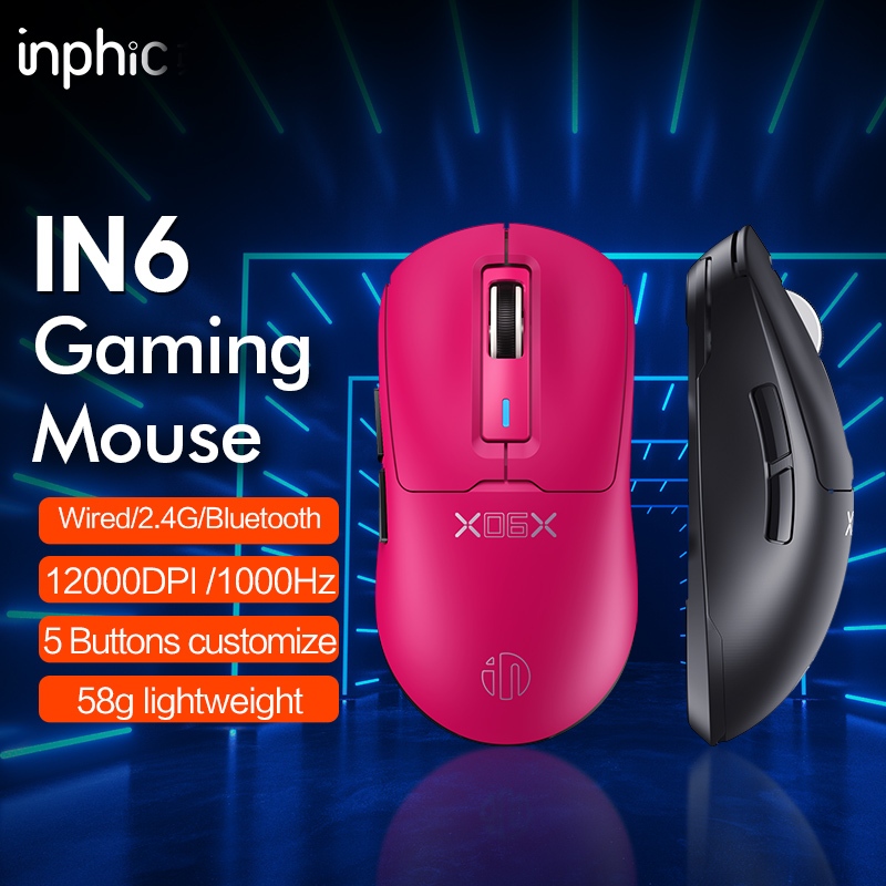 inphic IN6SE Gaming Mouse Wireless Tri-mode 12000dpi 5-Button ...