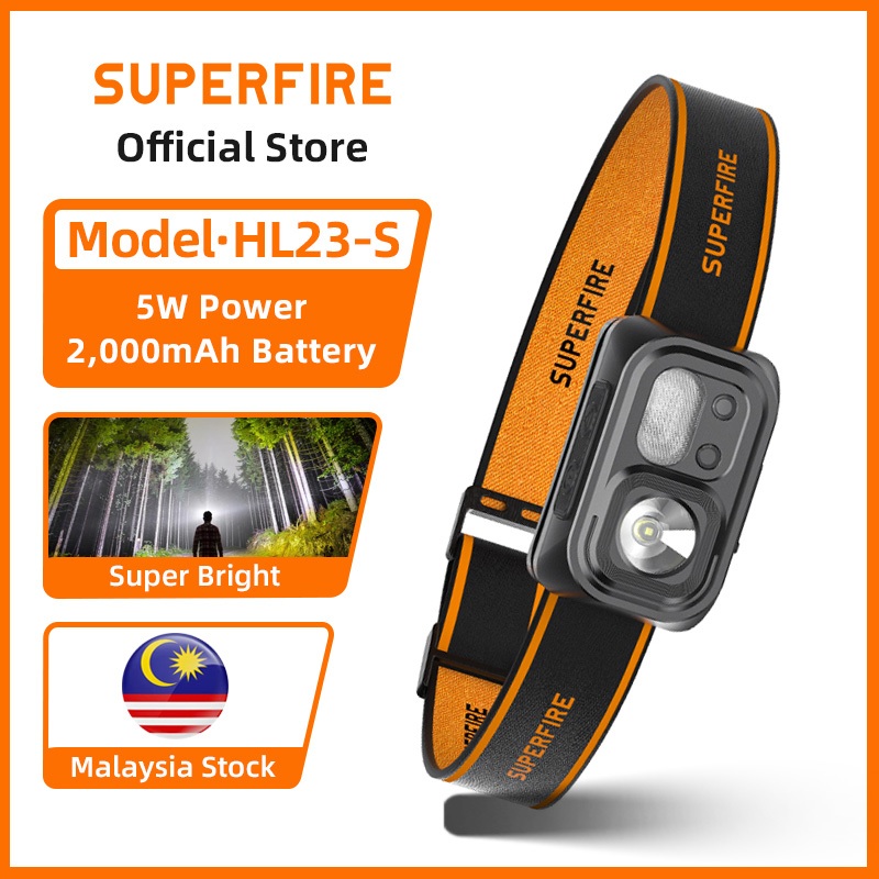SUPERFIRE HL23-S 5W LED Rechargeable Headlamp Strong Bright Long-Range ...