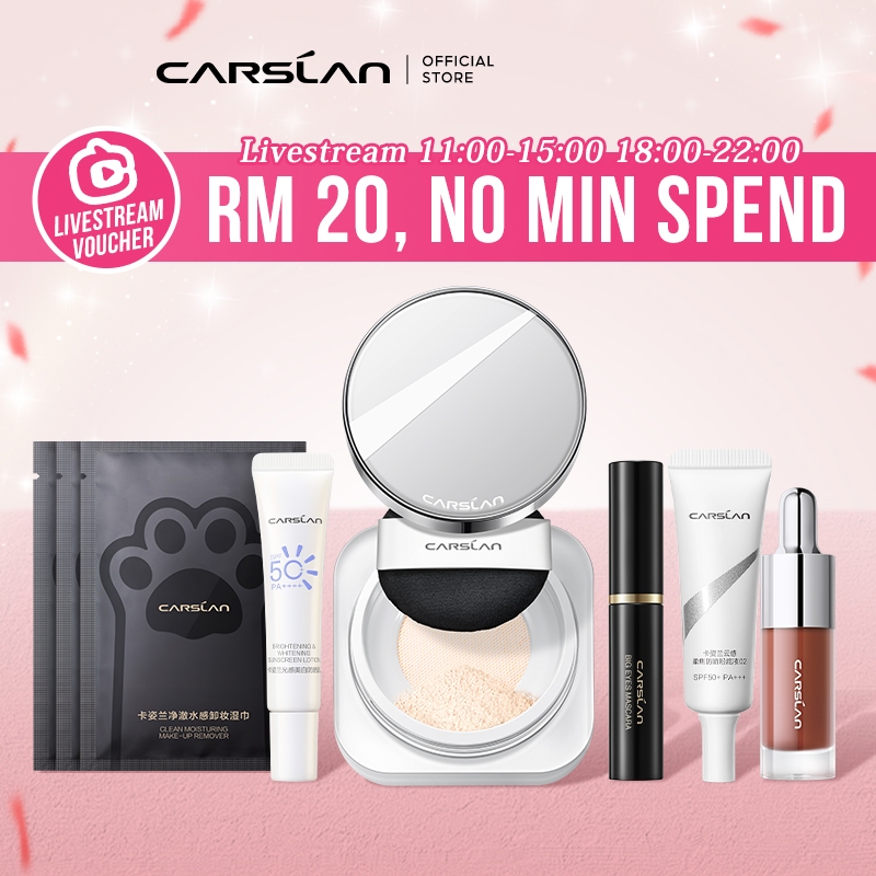【Set】Carslan Sunscreen Loose Powder SPF40+ PA+++ Makeup Setting Oil Control 8g + Hydrating Lip ...