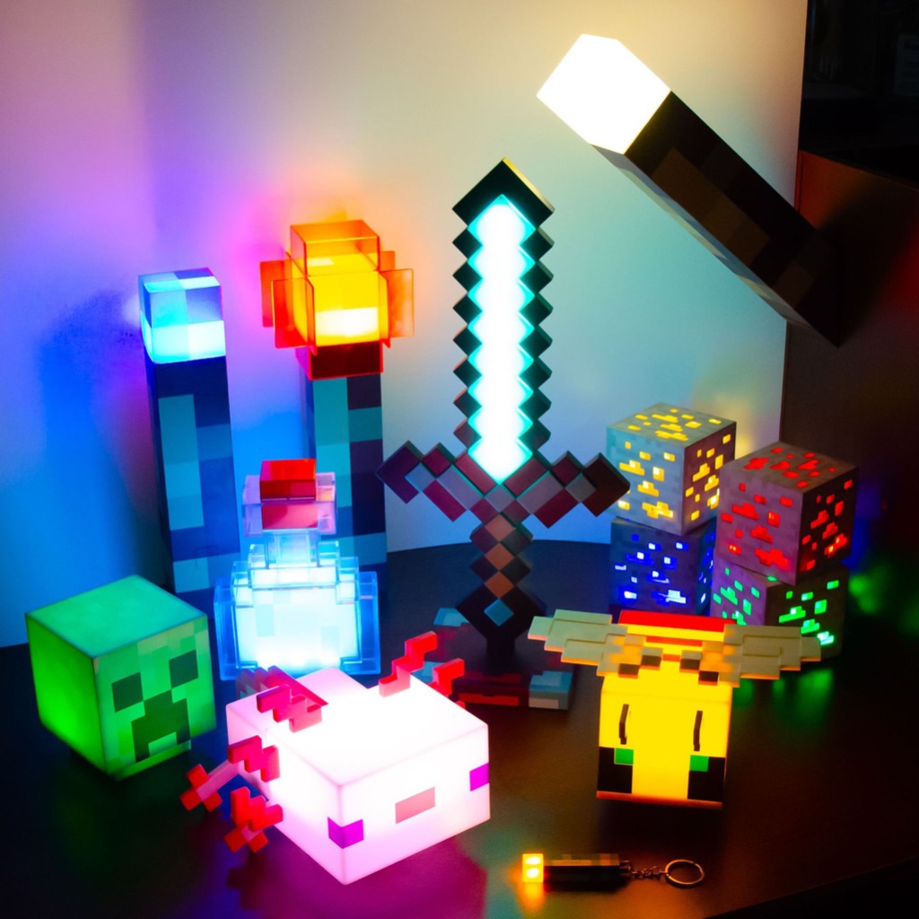 Minecraft Toys Ore Mineral TNT Pig torch sword Light color changing ...