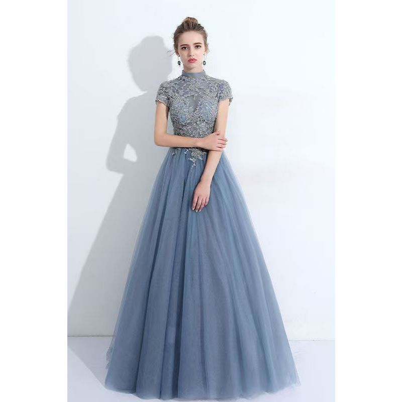 New Luxury Turtle Neck Dinner Dress Elegant Women Noble Girl Lady ...