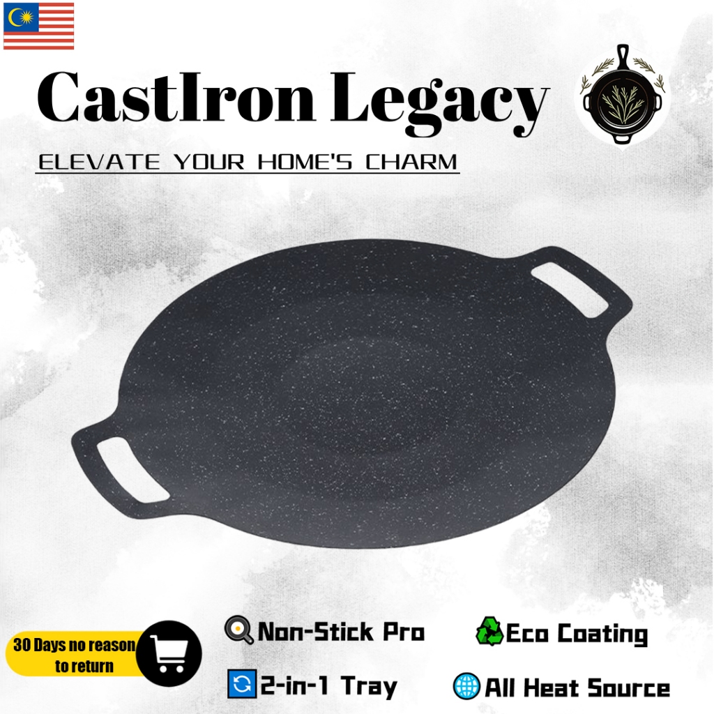 【Ready Stock】Cast Iron Grill Plate Thick Cast Iron Frying Pan Flat ...