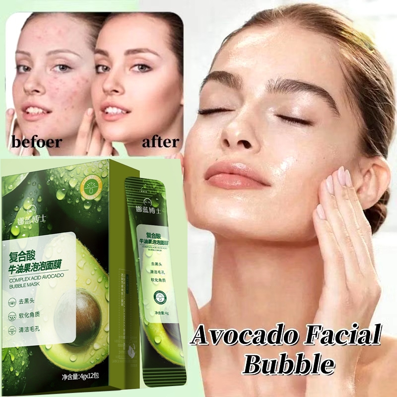 12pcs/box Avocado Bubble Mask Blackhead Removal Clean Pores Blackhead ...