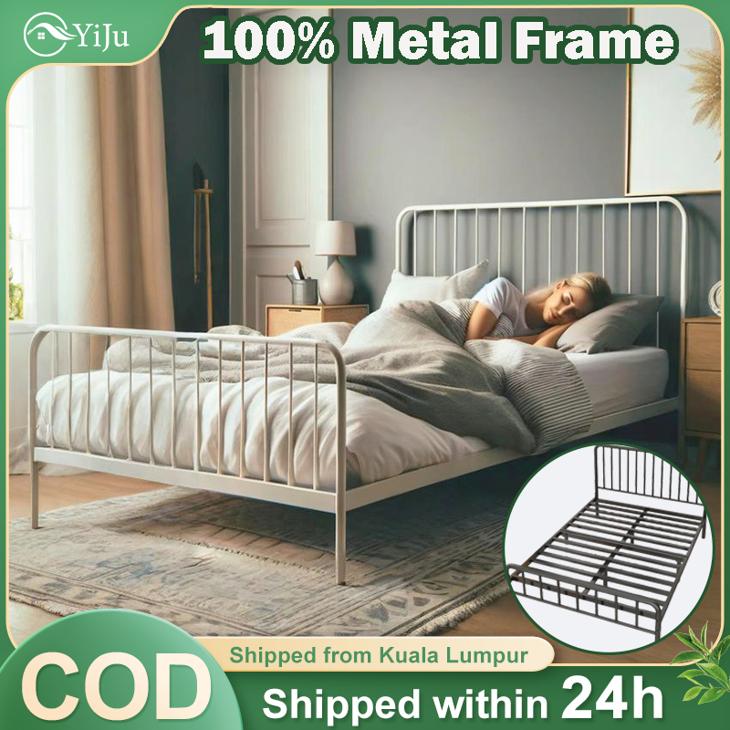 【𝟐-𝟑 𝐝𝐚𝐲𝐬 𝐝𝐞𝐥𝐢𝐯𝐞𝐫𝐲】YIJU Katil Besi Queen/King Metal Bed Frame with ...