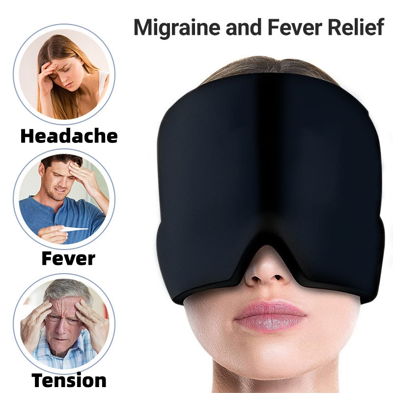 Dual layer Migraine Relief Cap Gel Soothing Headache Hat Ice Pack Mask ...