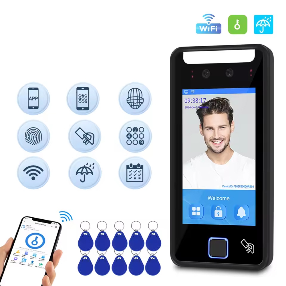 TCP IP WiFi Dynamic Face Recognition Device Access Control Keyboard Fingerprint Attendance ...