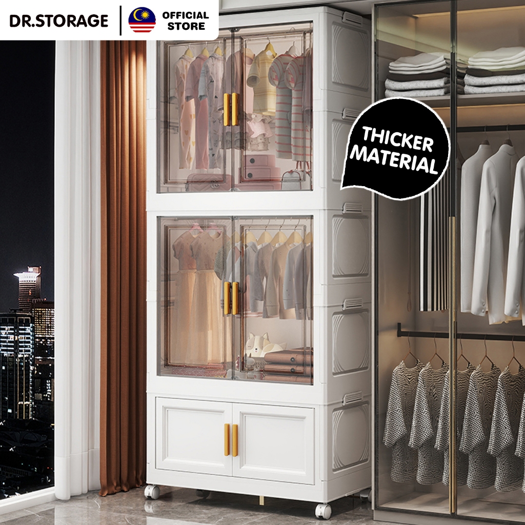DR.STORAGE 55CM/70CM Large capacity Double Open Doors Wardrobe Storage ...