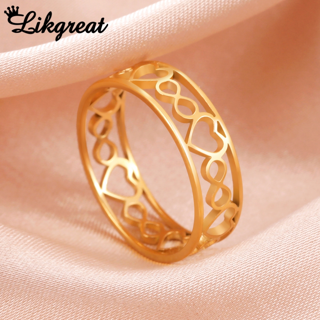 LIKGREAT Infinite Love Heart Ring Titanium Stainless Steel Gold Plated ...