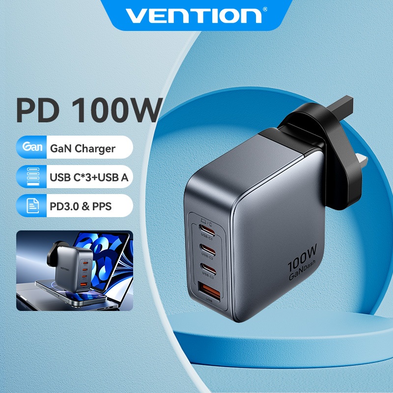 Vention 100W GaN Charger USB Type C Fast PD Charging for MacBook iPhone ...