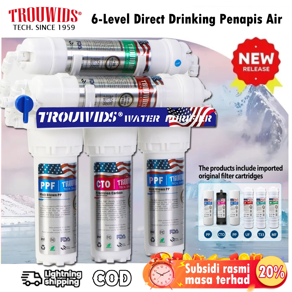 TROUWIDS 6 Stage Water Filter Alkaline Water Purifier Filter Compact ...