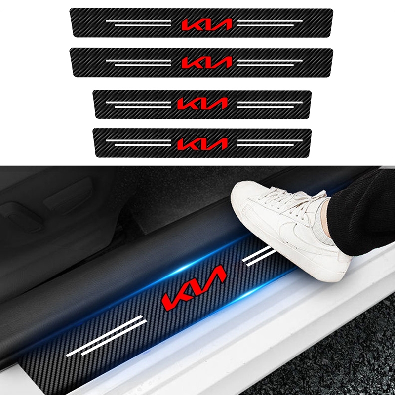 1/4Pcs Car Styling Threshold Strip Stickers Auto Carbon Fiber Anti ...