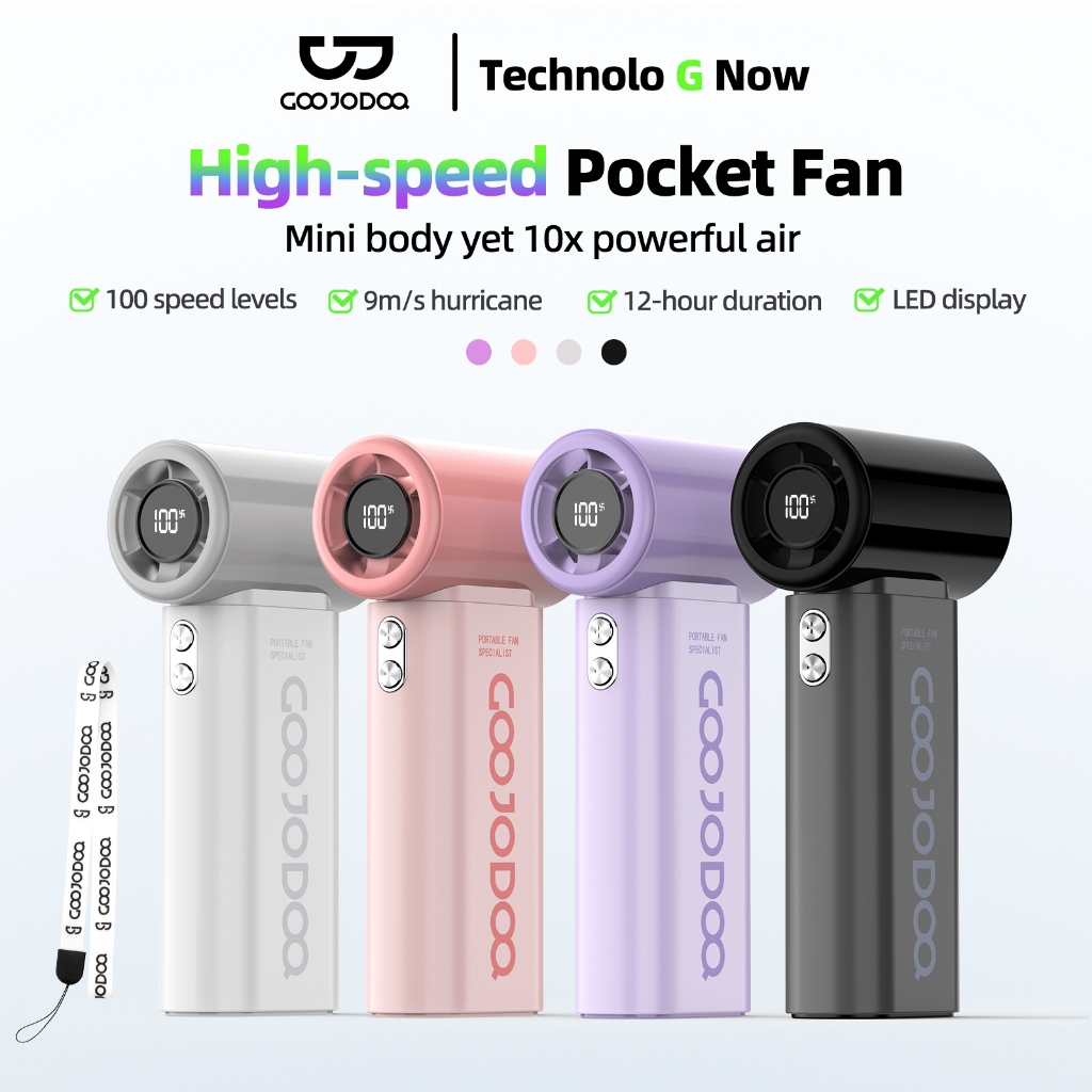 GOOJODOQ Mini Fan 4000mAh High Speed Fan Boost Wind Rechargeable ...