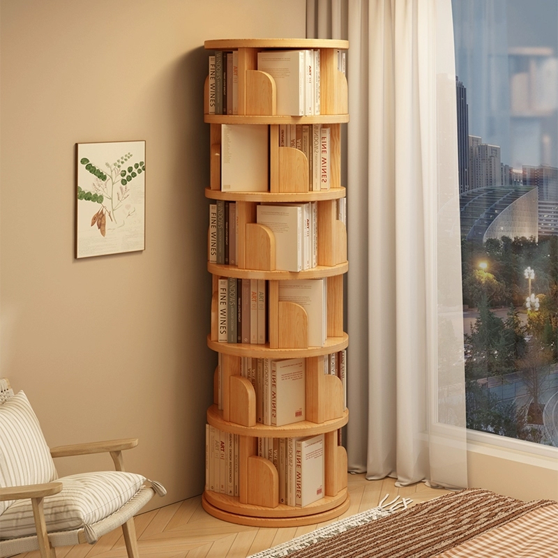 6 Tier Rotating Bookshelf Tower Spinning Bookshelf with Swivel Wheels ...