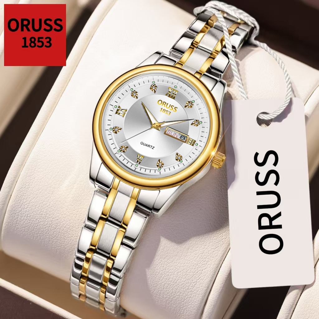 ORUSS Original Women Luxury Stainless Steel Luminous Dual Calendar ...