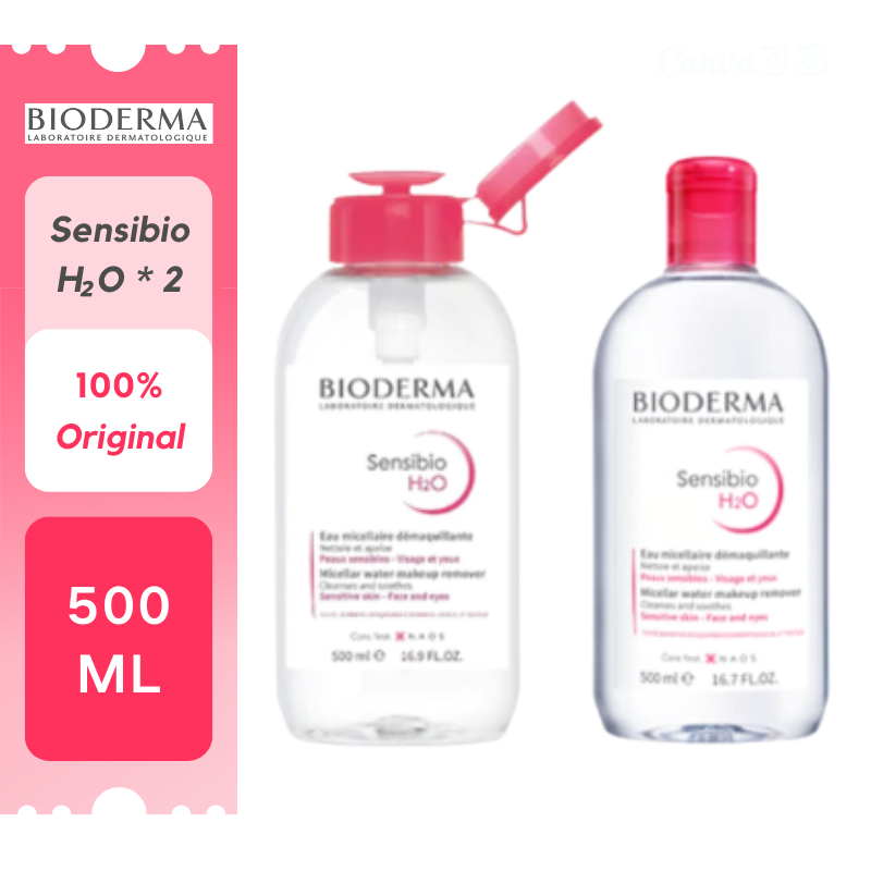 Bioderma Sensibio H2O Make-Up Removing Solution Sensitive Skin 500ml/500ml Pump (EXP:01/2027 ...