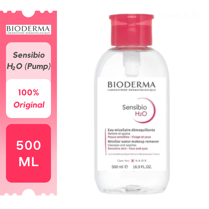 Bioderma Sensibio H2O Make-Up Removing Solution Sensitive Skin 500ml Reverse Pump (EXP:02/2027 ...