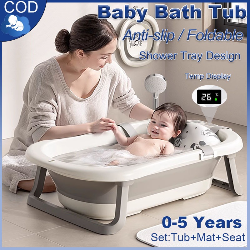 Baby Bath Tub With Temp Foldable Tempat Mandi Baby Anti-slip Besen ...