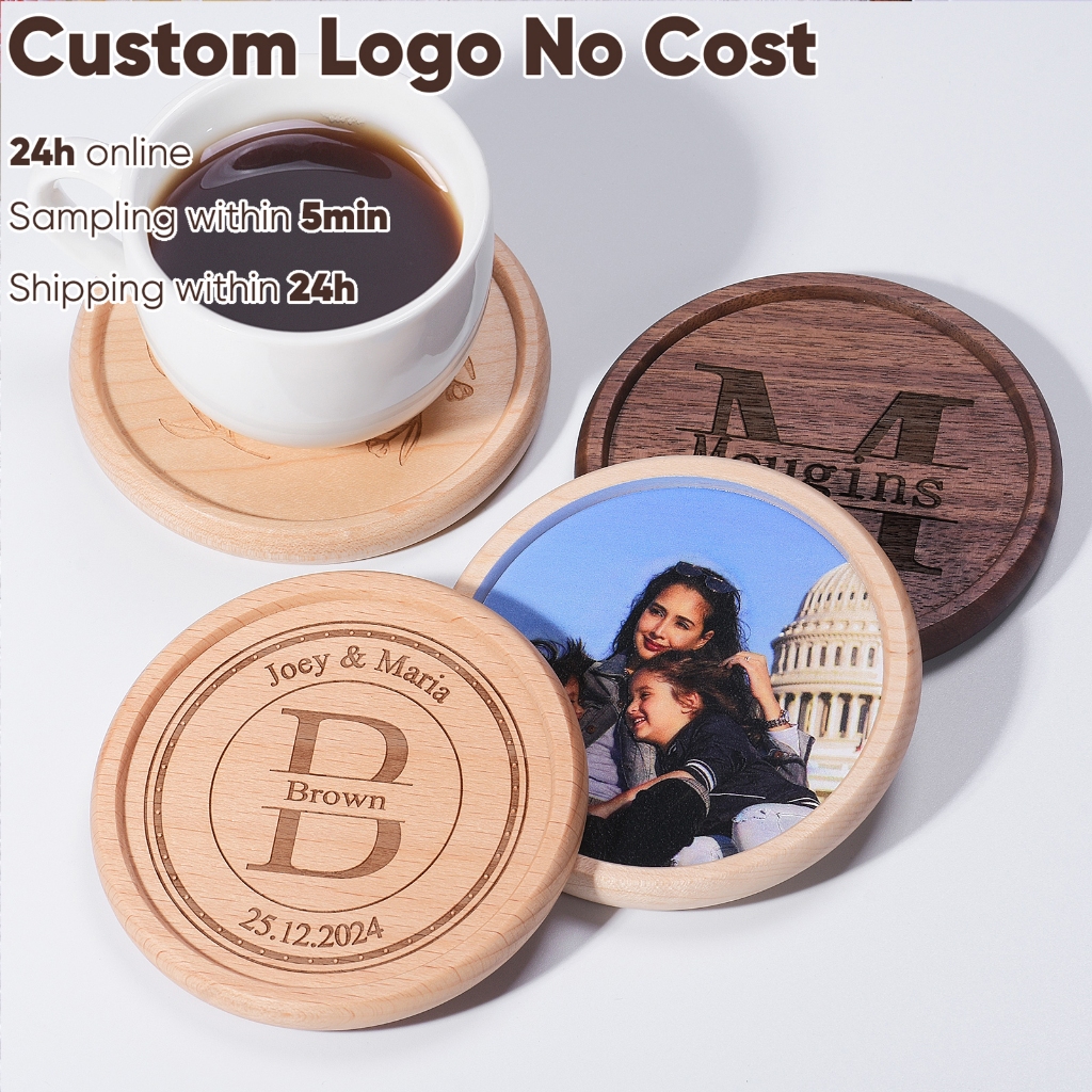 1PCS Free Custom round Coffee coaster Wood Coaster Resistant Heat Drink graduate Graduation Gift ...