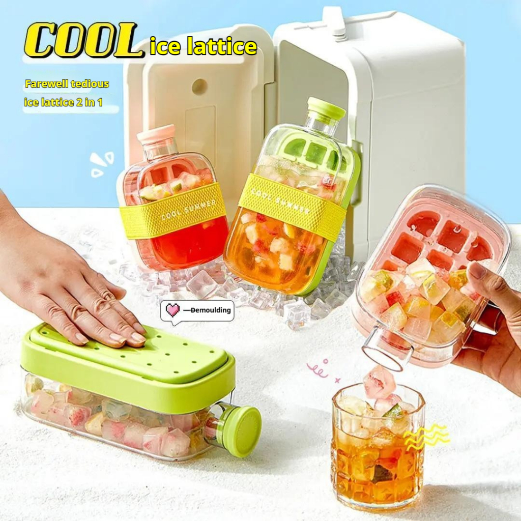 Ice Cube Tray & Maker 800/500ml⚡2-in-1 Leakproof Ais Tray with Lid ...