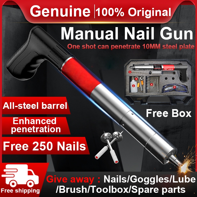 🔥Free 250Nails+Bag🔥 Manual Steel Nails Gun Concrete Rivet Tool Steel ...