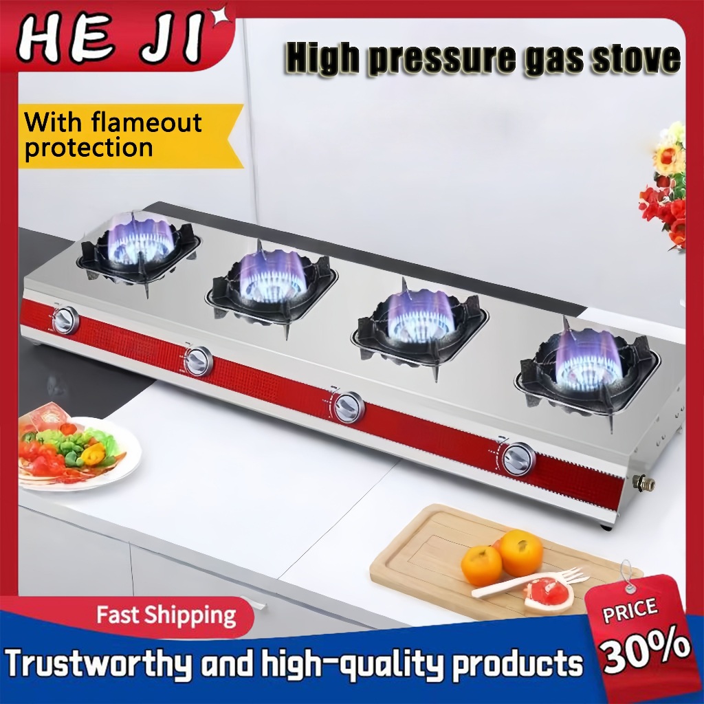High pressure gas stove stainless steel long four honeycomb burner ...