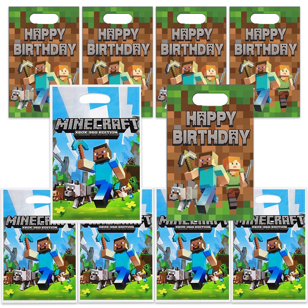 Minecraft Party Plastic Goodie Bags MC Steve Loot bags Candy Gift Bags ...
