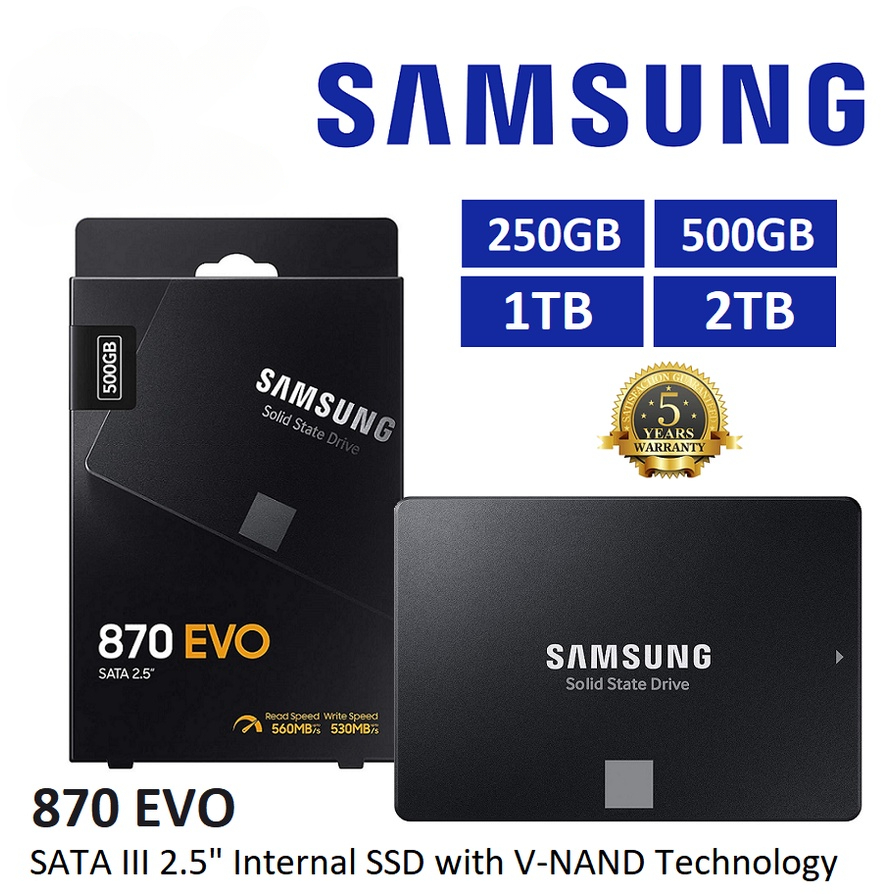 SAMSUNG 870 EVO 2.5" SATA III INTERNAL SSD WITH V-NAND 3BIT MLC SOLID STATE DRIVE - 500GB / 1TB ...