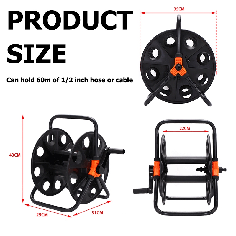 4 Inch PVC Water Hose + Manual Hose Reel Storage Set Flexible Garden ...