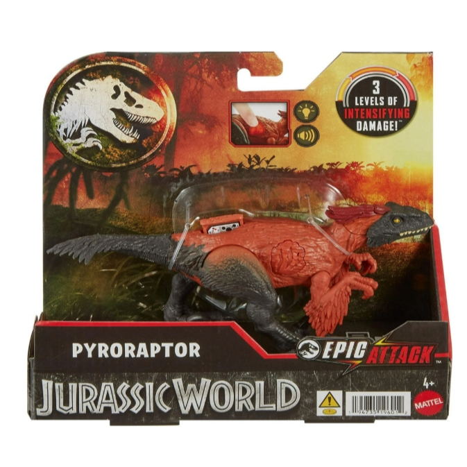 Jurassic World Epic Attack Pyroraptor Dinosaur Toy Figure with Damage ...