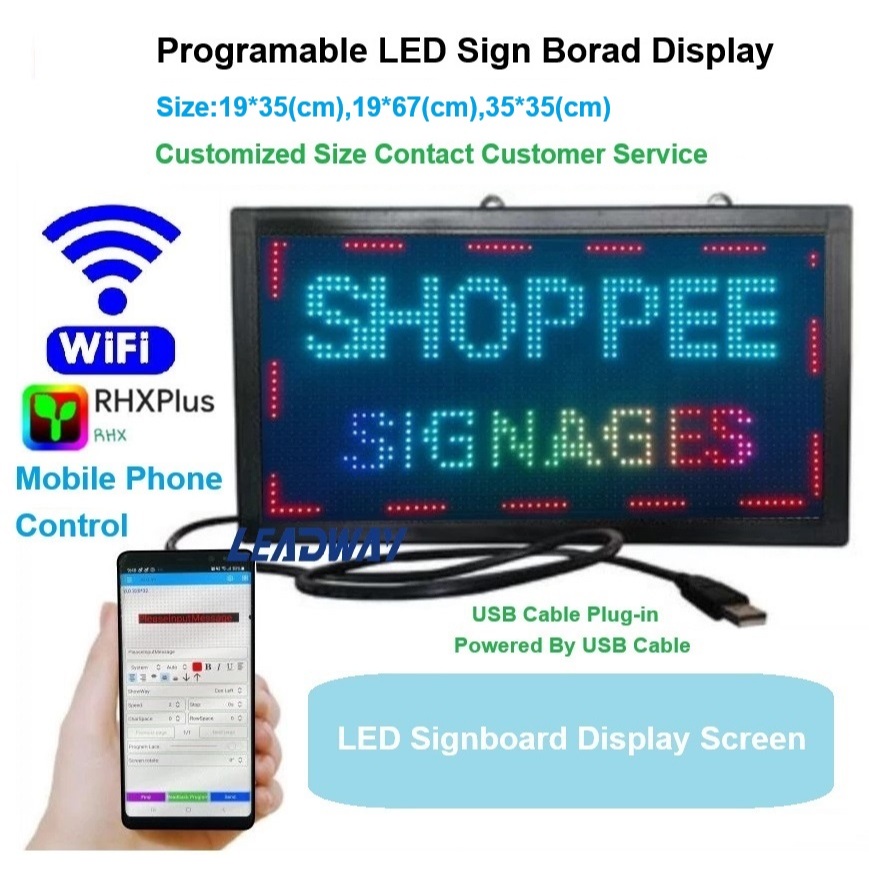 P2.5 Multicolor WIFI LED Display Sign board Powered By USB Cable ...